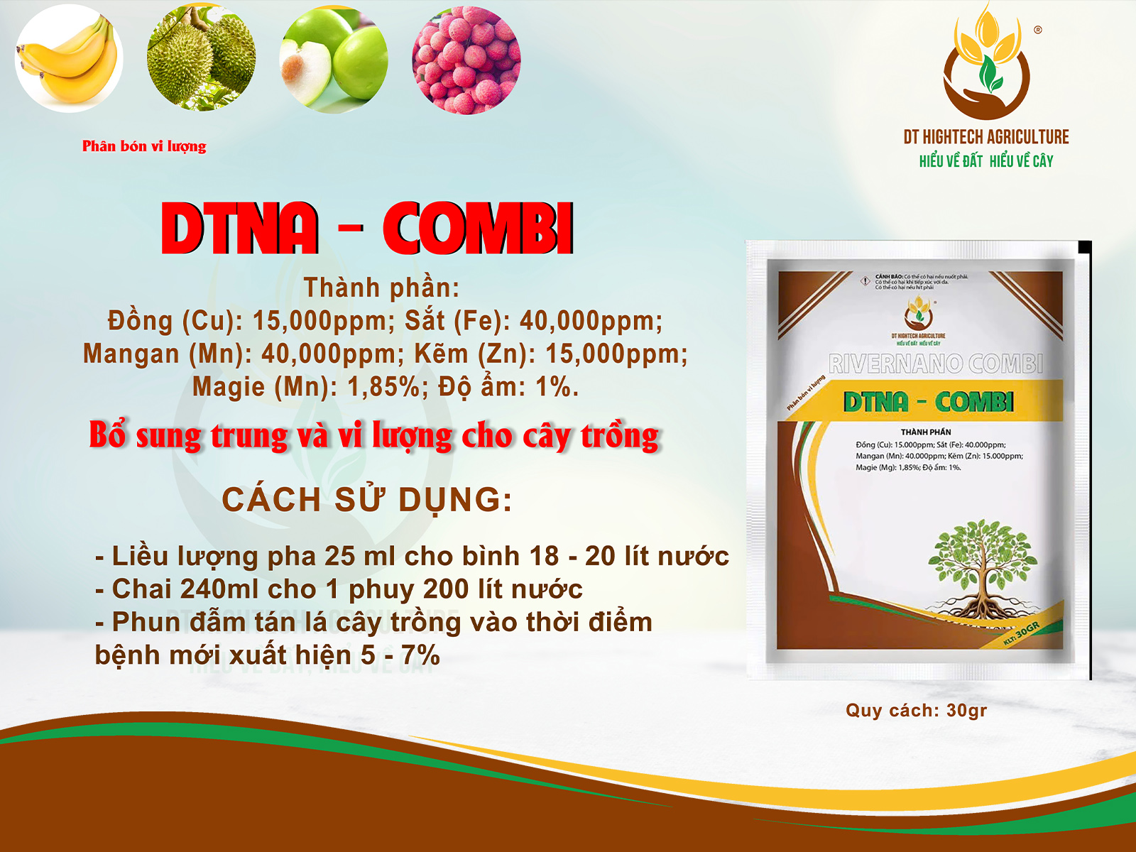 PHÂN BÓN VI LƯỢNG DTNA - COMBI | Công ty TNHH Nông nghiệp Công nghệ cao Đức Thành